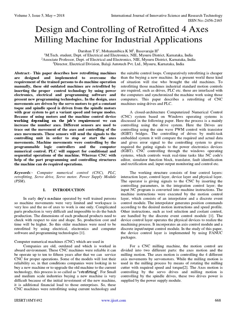 Design and Controlling of Retrofitted 4 Axes Milling Machine For Industrial Applications | PDF ...