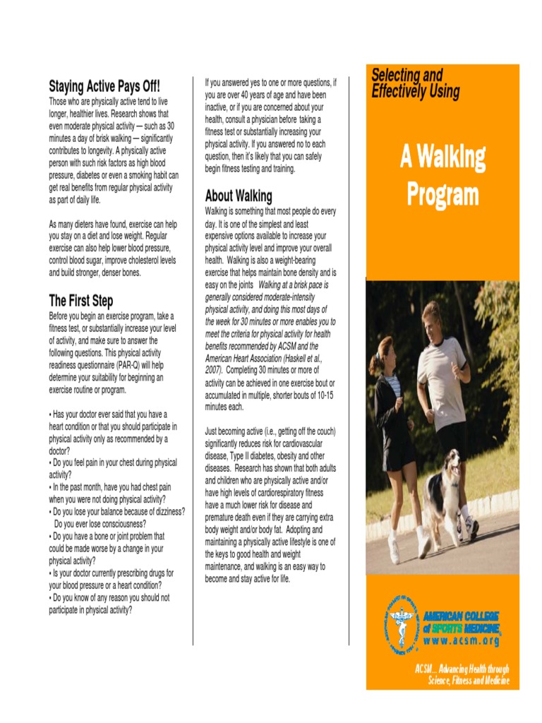 A Walking Program Acsm PDF | PDF | Walking | Physical Fitness