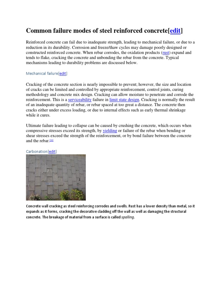Common failure modes of reinforced concrete structures | PDF