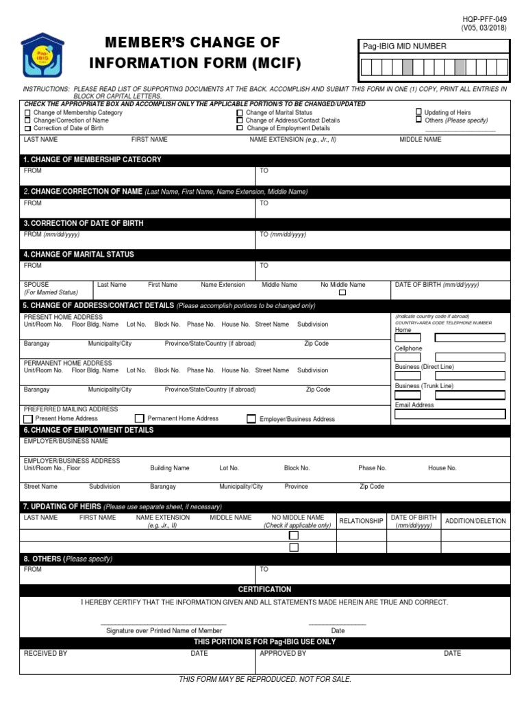 PFF049 MembersChangeInformation V05 | PDF | Address (Geography ...