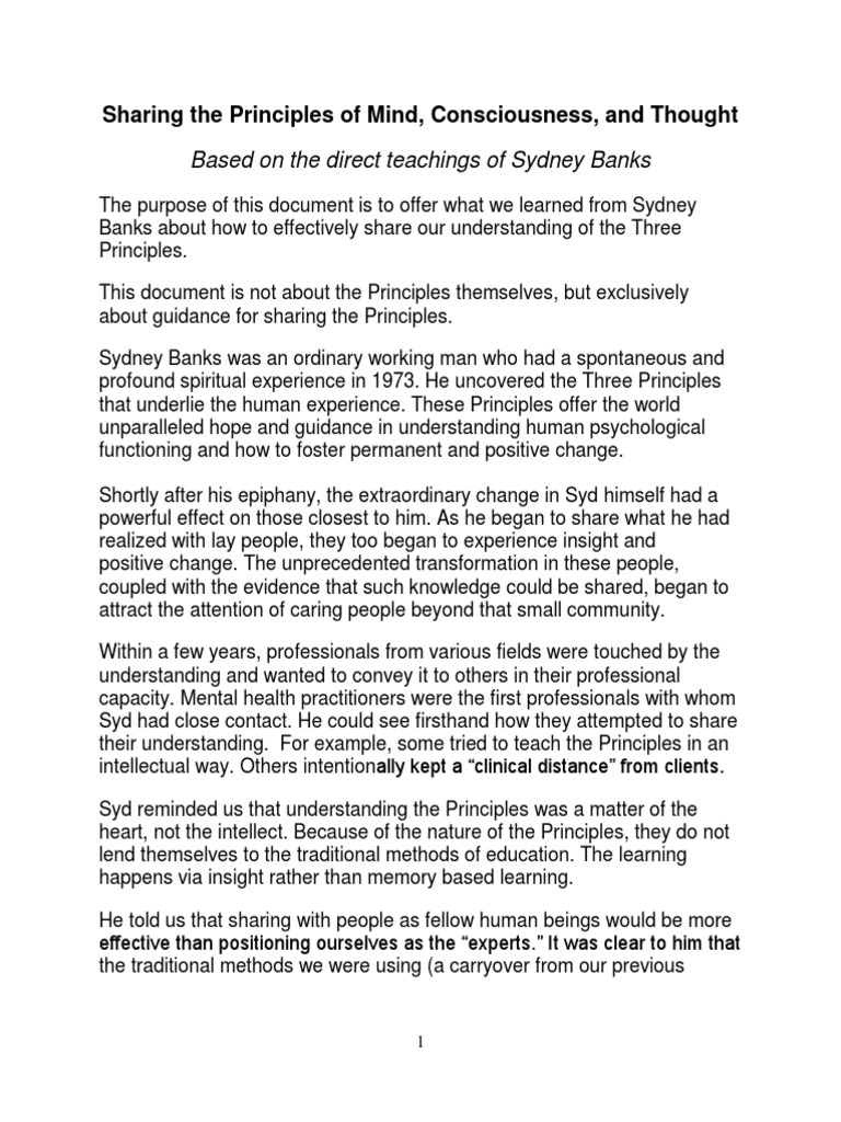 Sharing The Principles of Mind | PDF | Wisdom | Mind