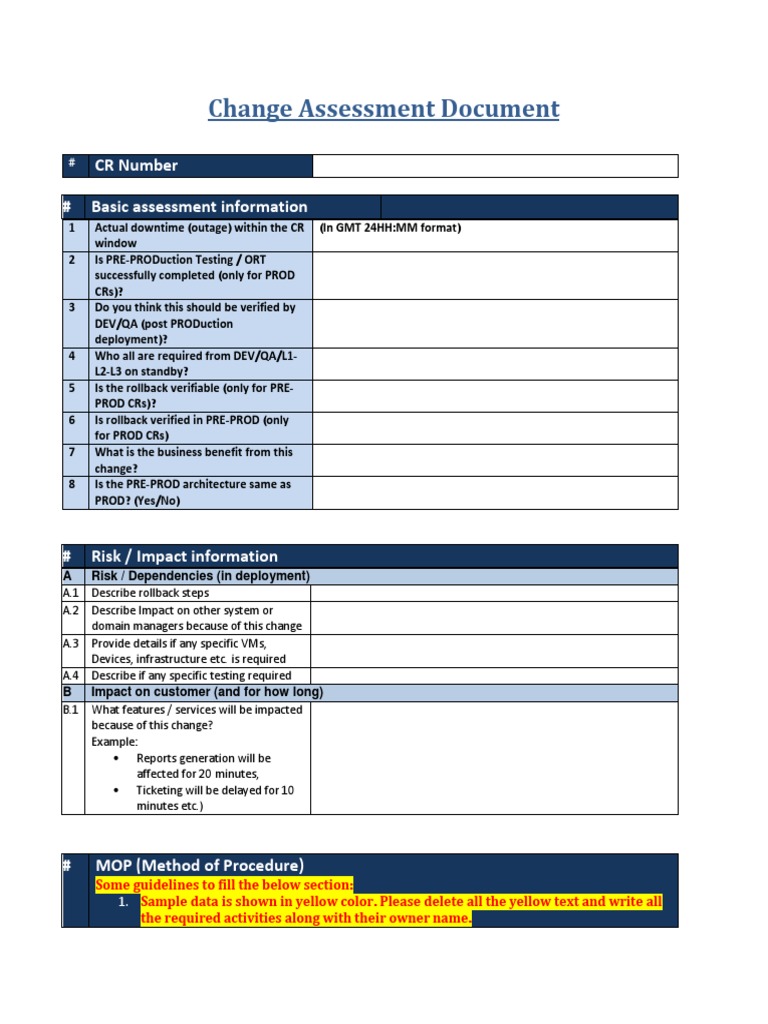 Change Assessment Document: CR Number # Basic Assessment Information ...