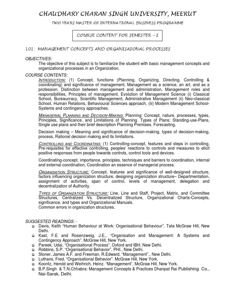 Mib Syllabus | Download Free PDF | Marketing | Strategic Management