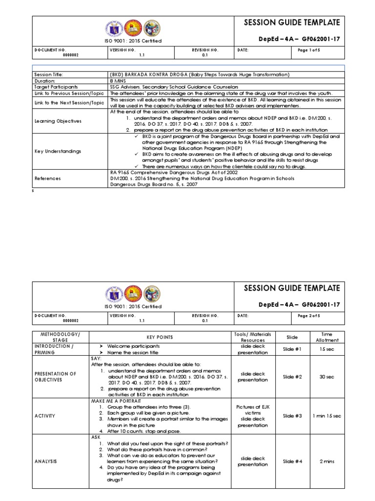 Drug Education Program Session Guide | PDF | Substance Abuse | Iso 9000