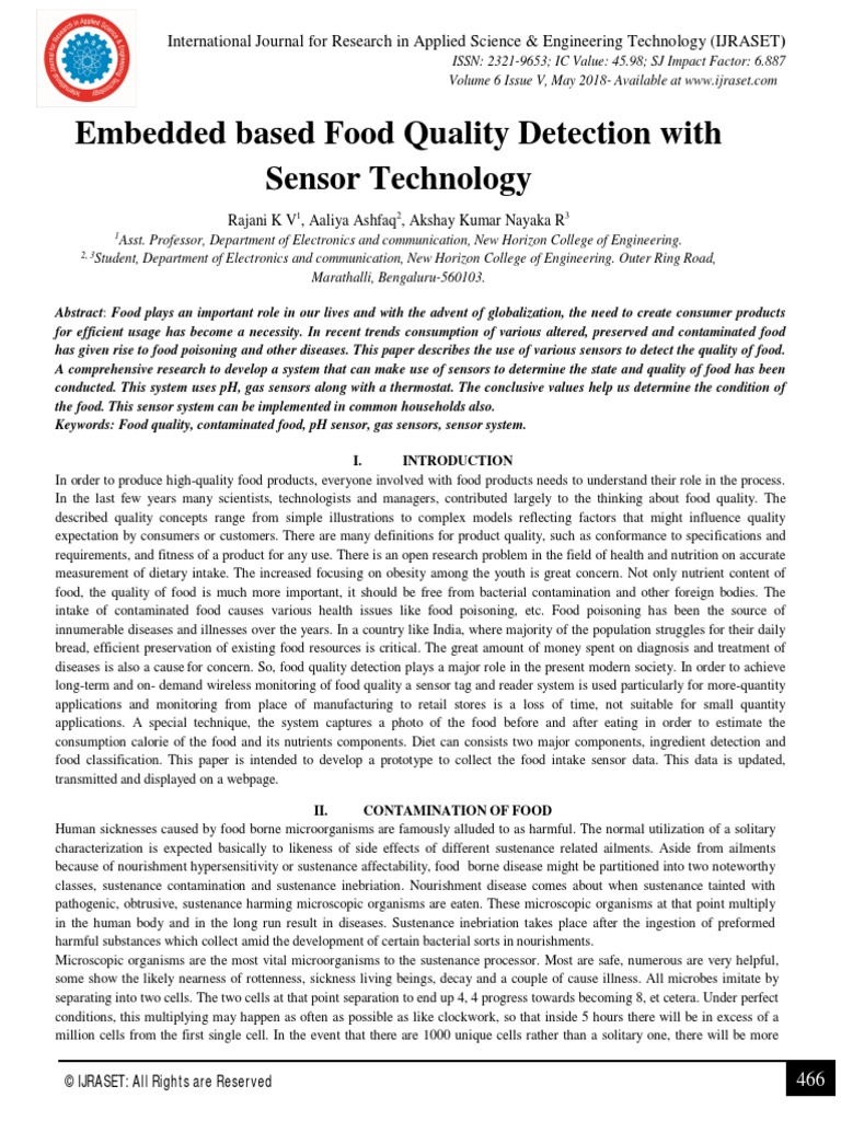 Embedded Based Food Quality Detection With Sensor Technology | PDF ...
