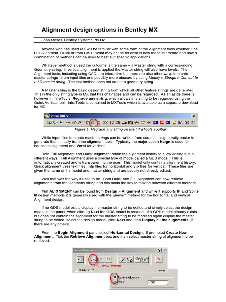 Bentley MX Alignment Design Options | PDF | Computer Aided Design ...