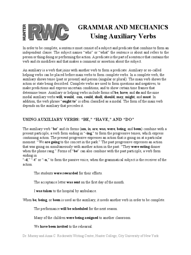 Using Auxiliary Verbs | PDF | Verb | Semantics