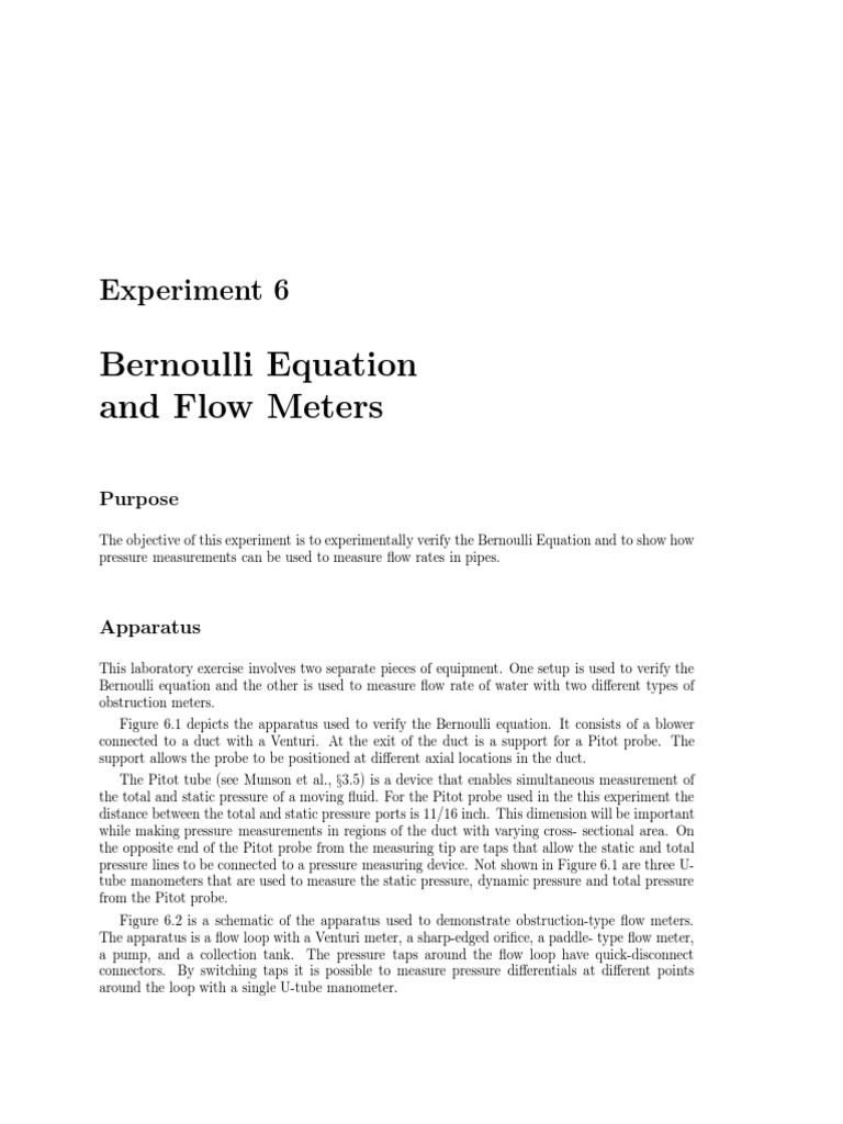 Bernoulli and Flow Meters PDF | PDF | Fluid Dynamics | Flow Measurement