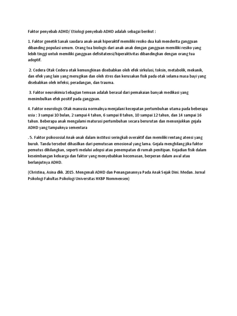 Faktor Penyebab ADHD | PDF
