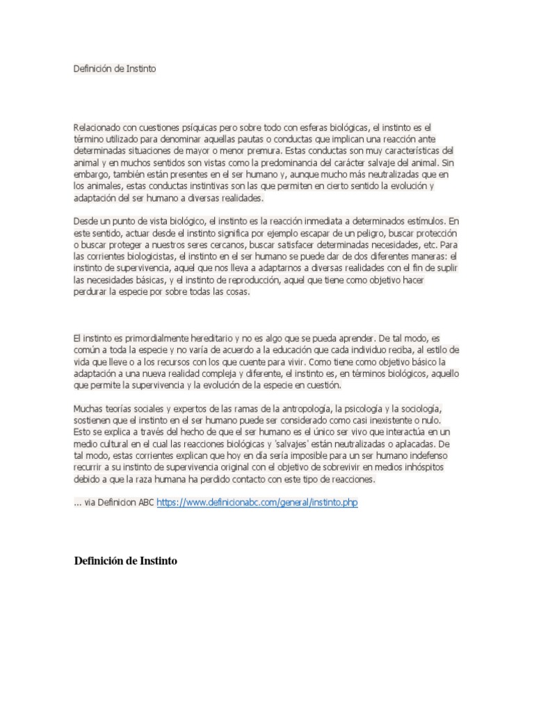 Definición de Instinto | PDF | Instinto | Creatividad