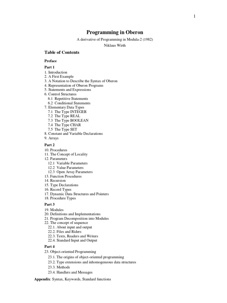 Programming in Oberon by Niklaus Wirth | PDF