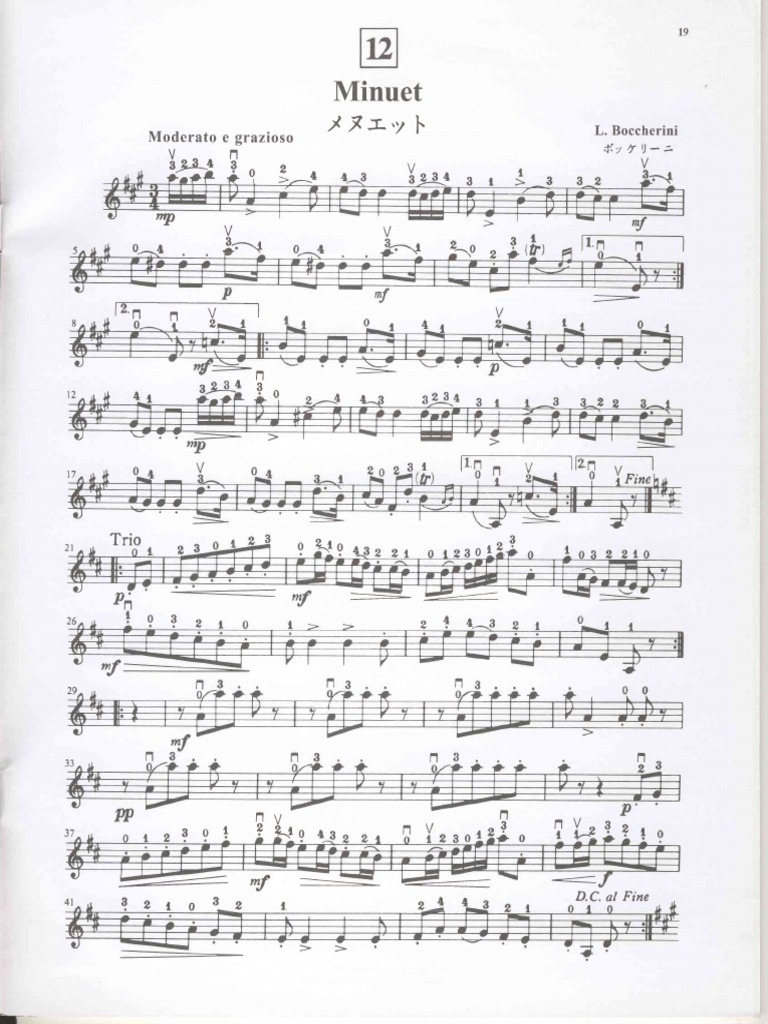 Boccherini Minuet for Violin Sheet Music | PDF