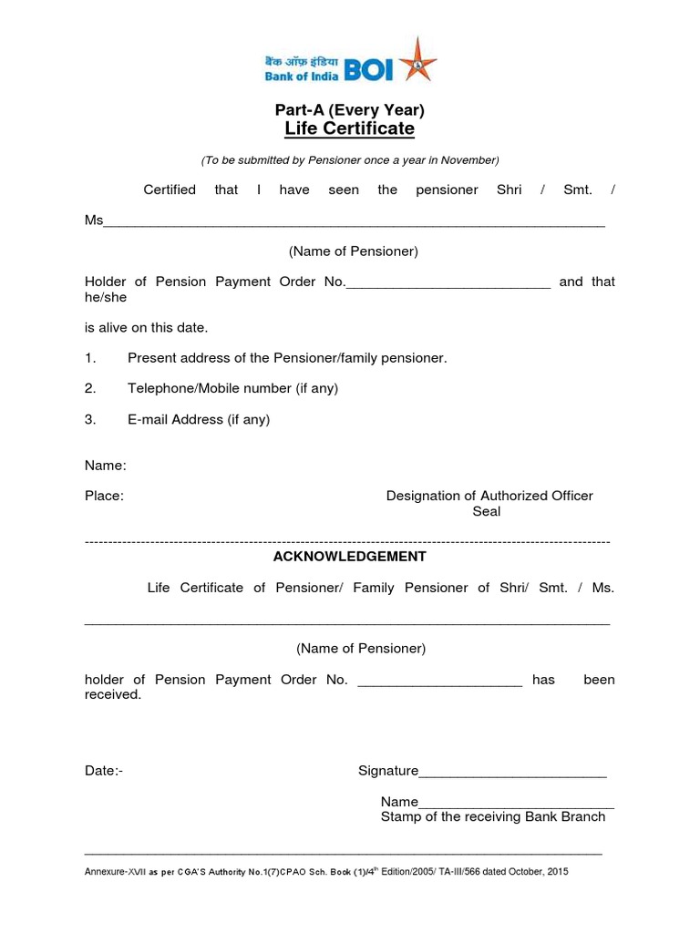 Life Certificate New Format | PDF