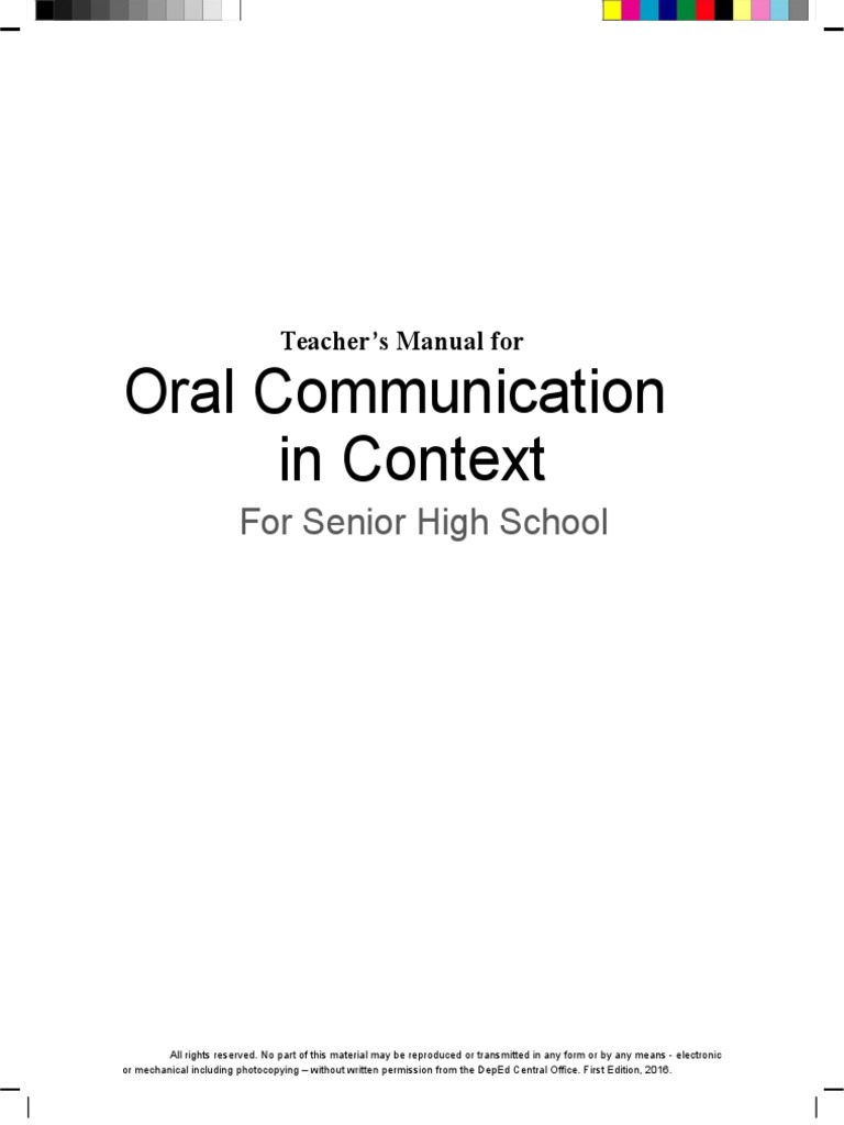 Oral Communication in Context TG For SHS 1 | PDF | Nonverbal ...