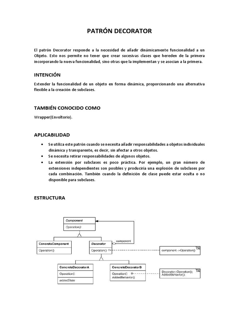 Patrón Decorator | PDF | Objeto (informática) | Herencia (Programación ...