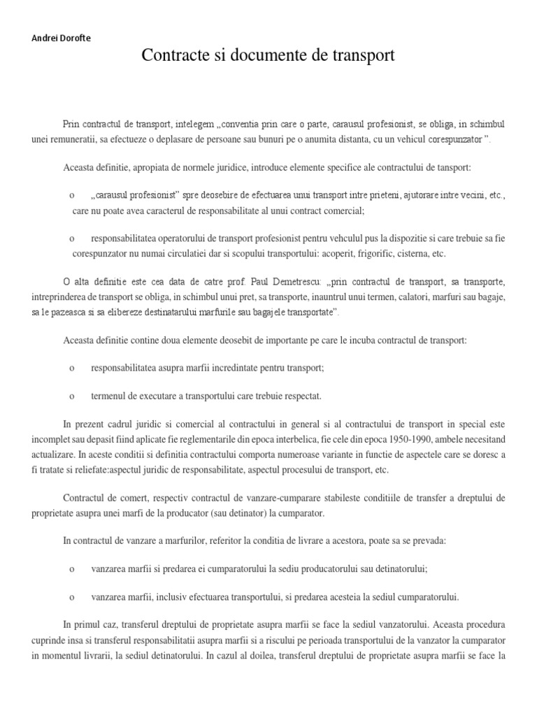 Contracte Si Documente de Transport | PDF