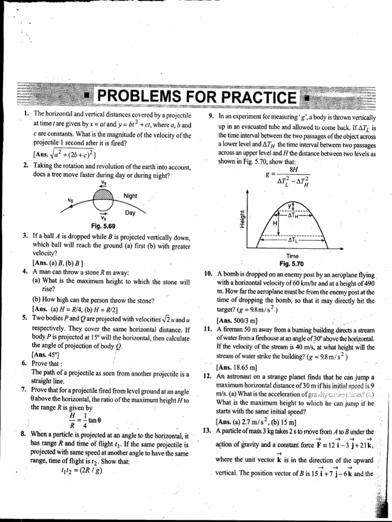 Projectile Motion Problem Set | PDF | Space | Spacetime