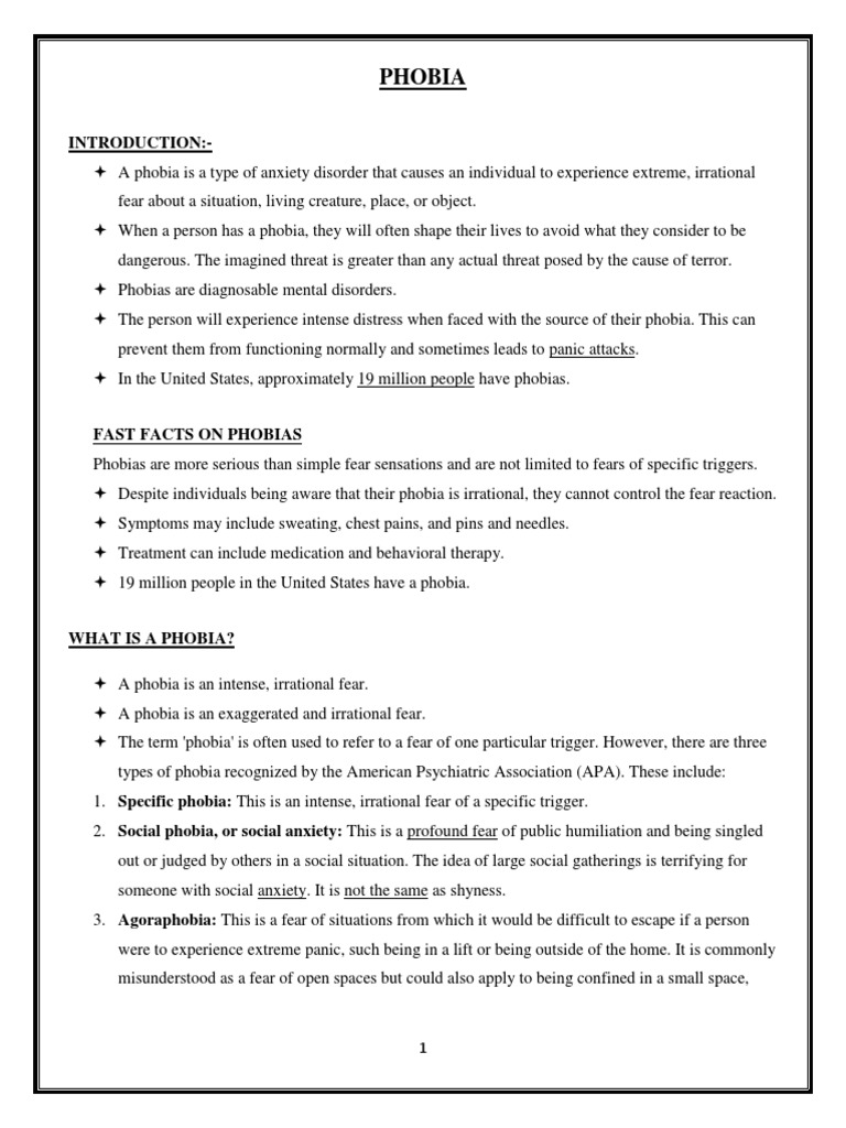 Phobia: Introduction | PDF | Phobia | Anxiety Disorder