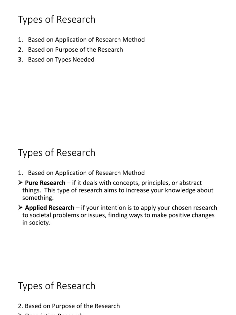 Types of Research SHS Prac 1 | PDF | Data | Truth