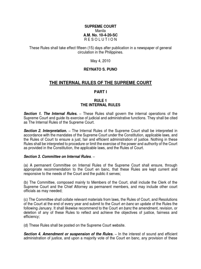 SC Internal Rules | PDF | Law Clerk | Judge