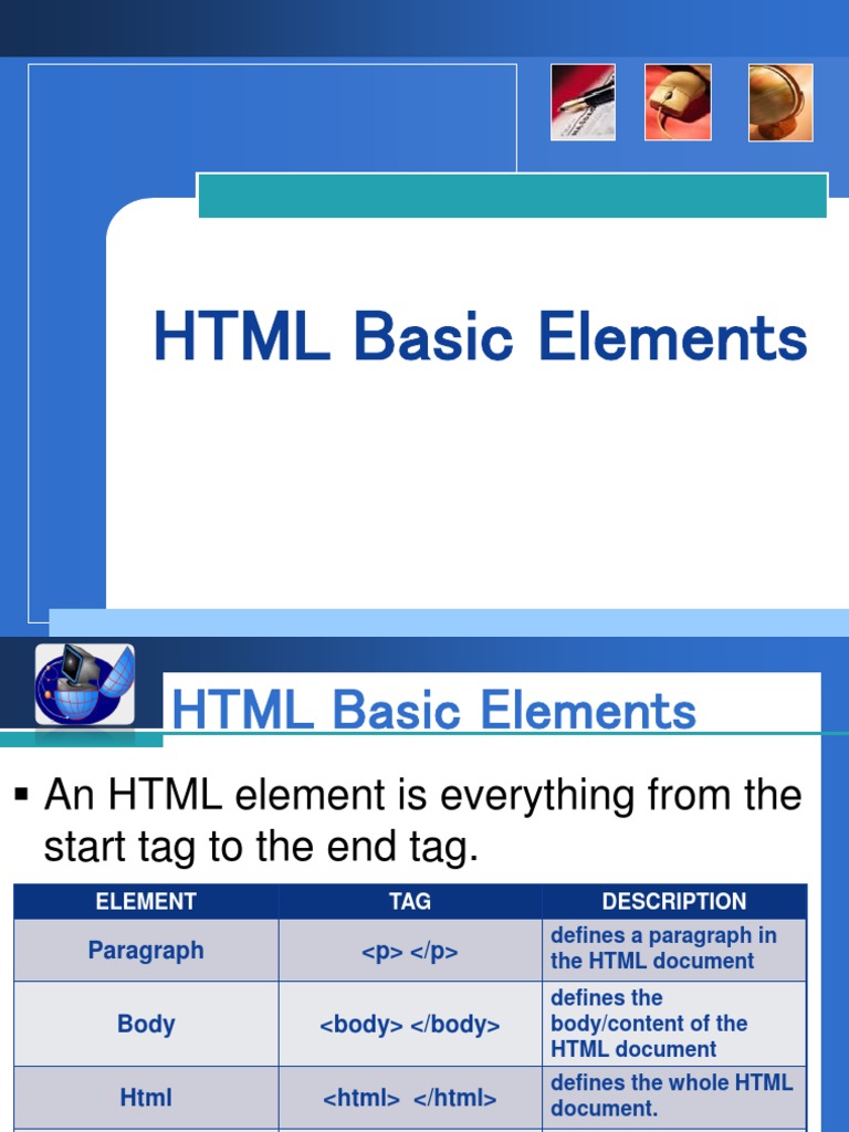 Lesson 6 - HTML Basic Elements | PDF