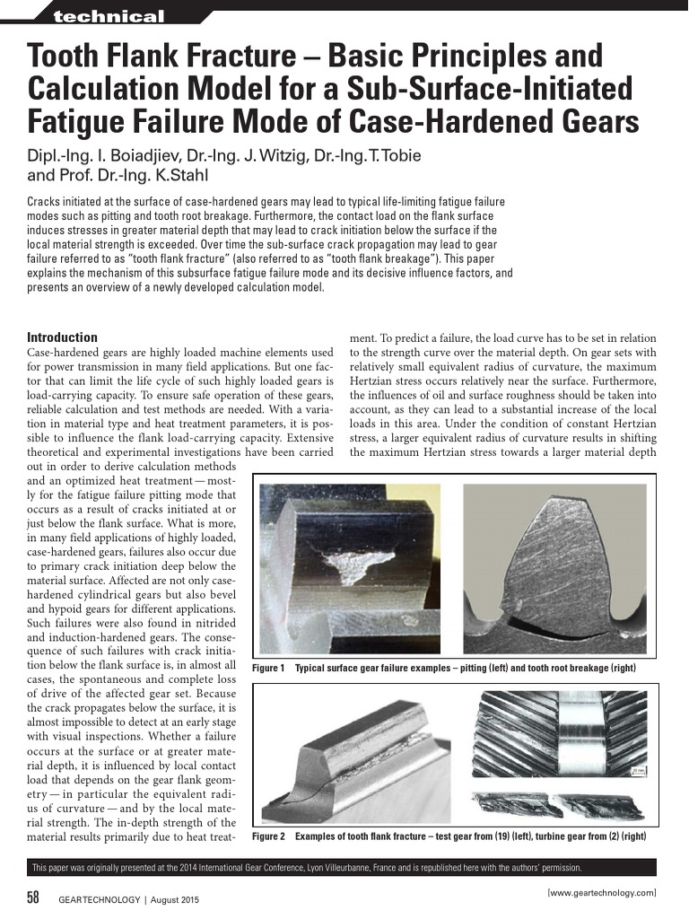 Tooth Flank Fracture - Gear Technology PDF | PDF | Fracture | Stress ...