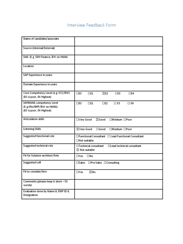 Technical Interview Feedback Form | PDF