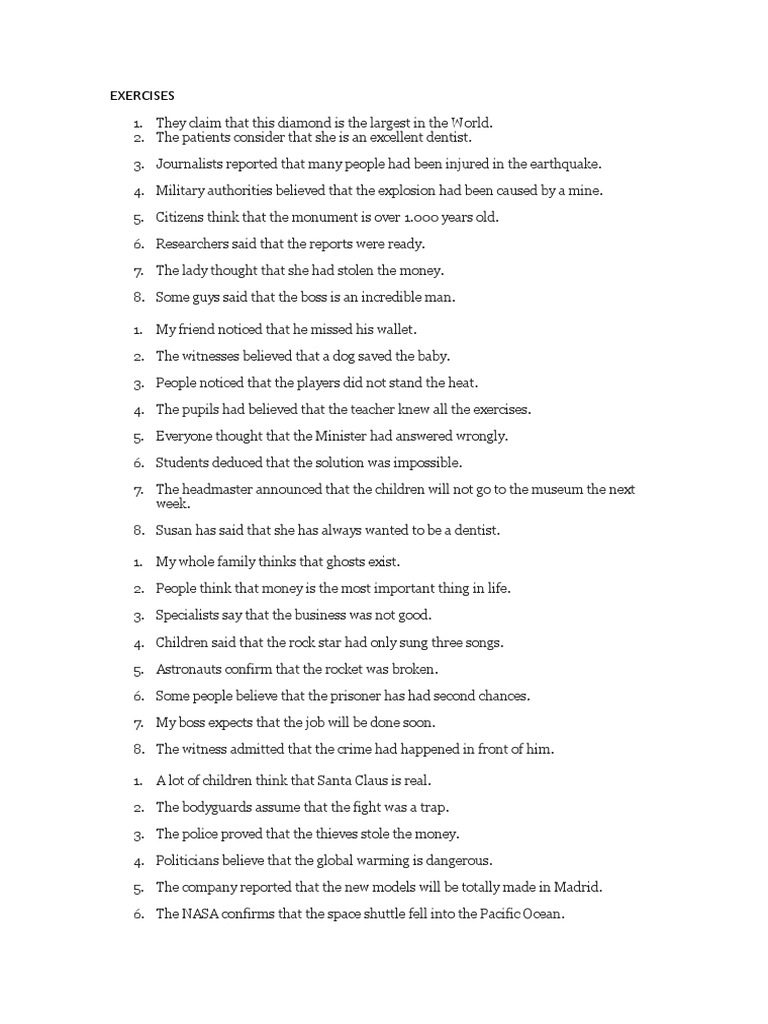 EXERCISES Impersonal Passive | PDF