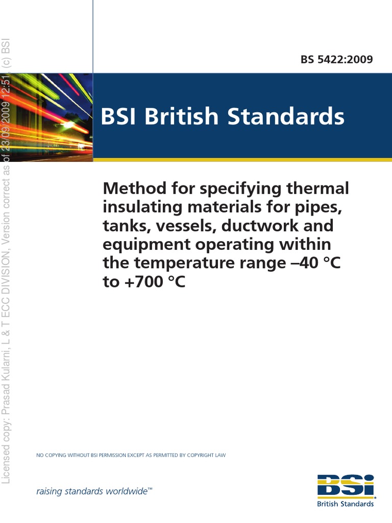 BS-5422 Insulating Materials | PDF | Thermal Insulation | Pipe (Fluid ...