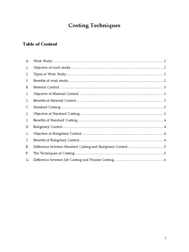 Costing Techniques: A Comprehensive Guide to Work Study, Material ...