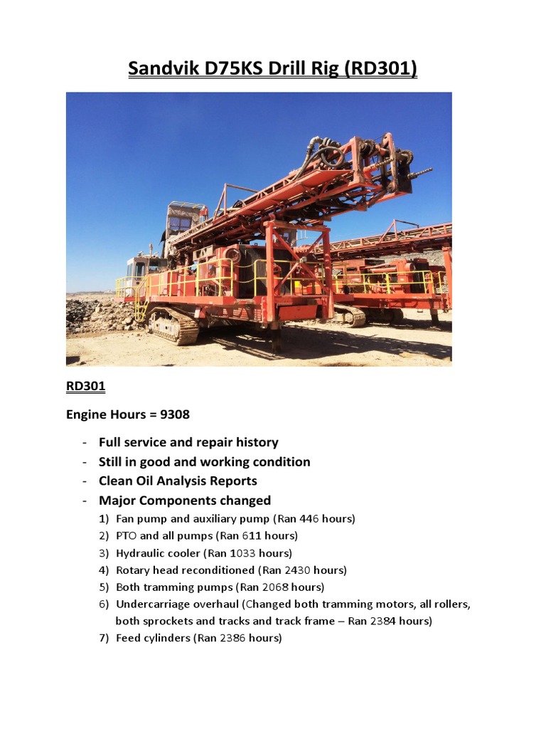 PERFORADORA MODELO Sandvik D75 KS | PDF | Technology & Engineering