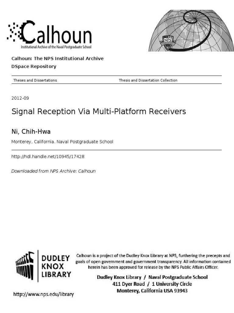 Signal Reception Via Multi-Platform Receivers | PDF | Orthogonal ...