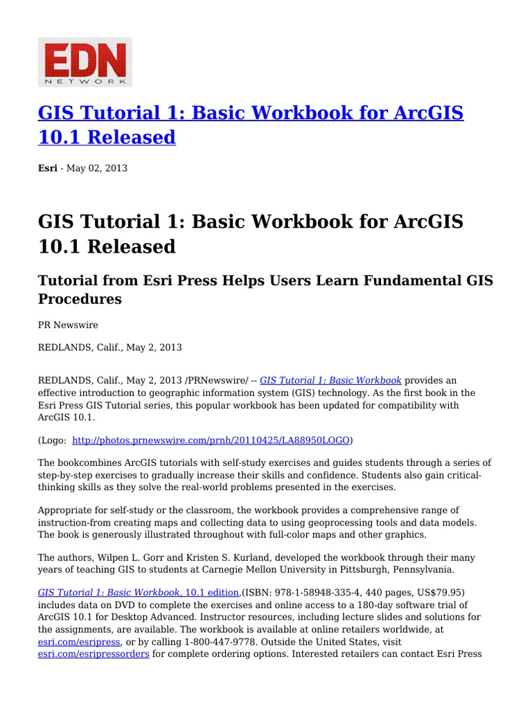 GIS Tutorial 1 Basic Workbook For ArcGIS 10 1 Released | PDF | Esri | Arc Gis