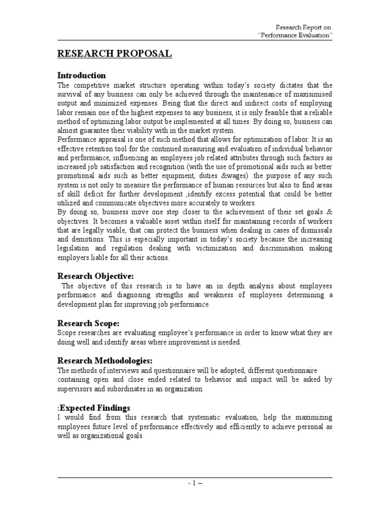 Research Proposal: Research Report On "Performance Evaluation" | PDF ...