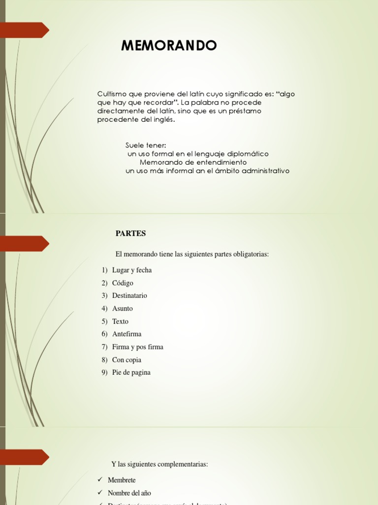 Partes y Estructura del Memorando | PDF | Memorándum