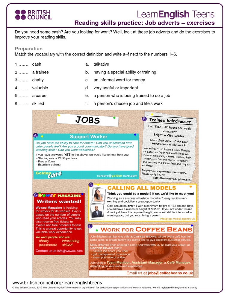 Job Adverts - Exercises 2 PDF | PDF