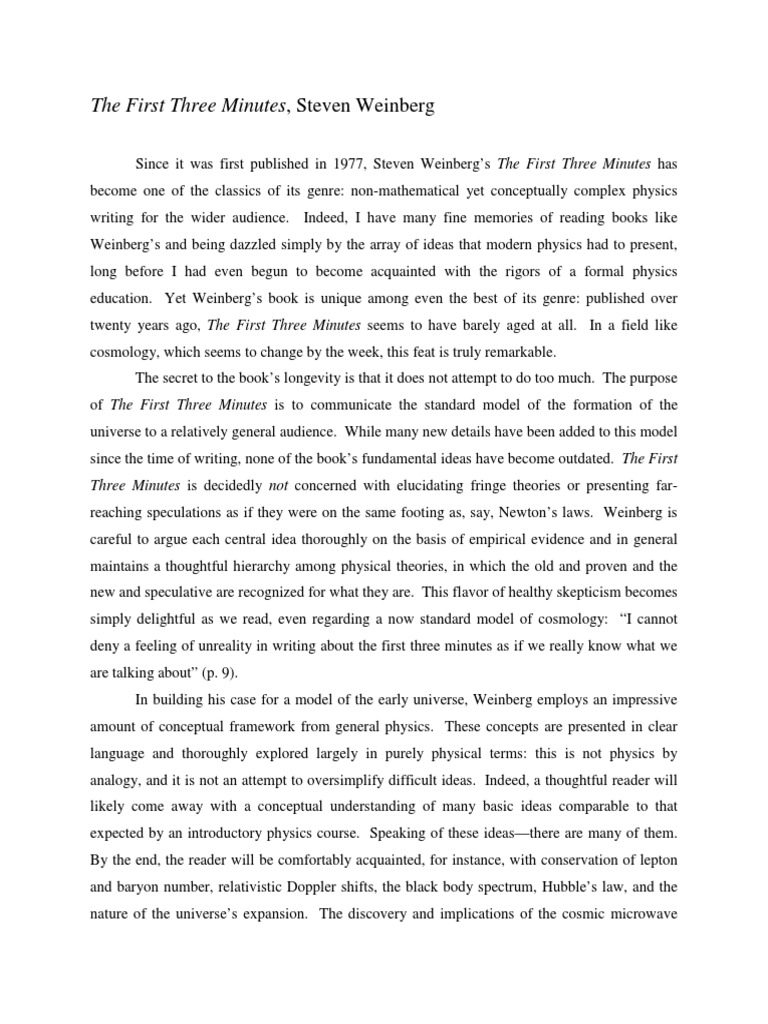The First Three Minutes, Steven Weinberg | PDF | Big Bang | Universe