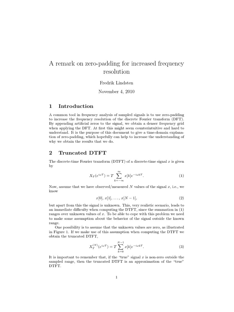 Zero Padding Pdf Discrete Fourier Transform Fourier Analysis