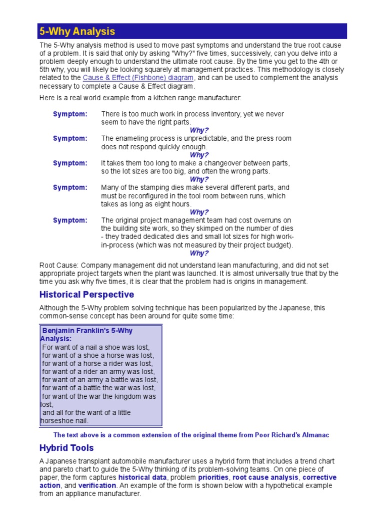 5 Why Analysis | PDF | Business