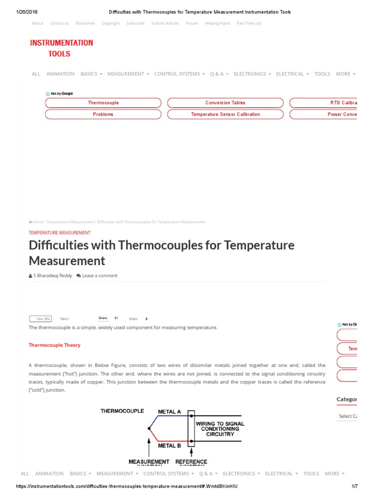 Difficulties With Thermocouples For Temperature Measurement ...