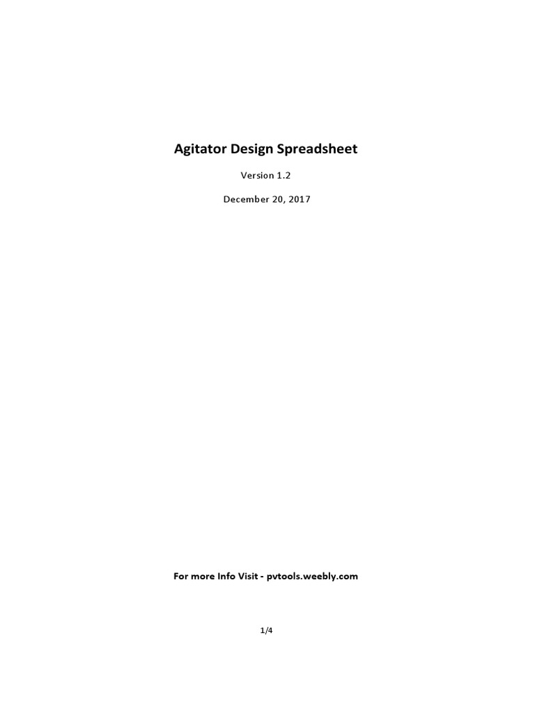 Agitator Spreadsheet Details | PDF | Business