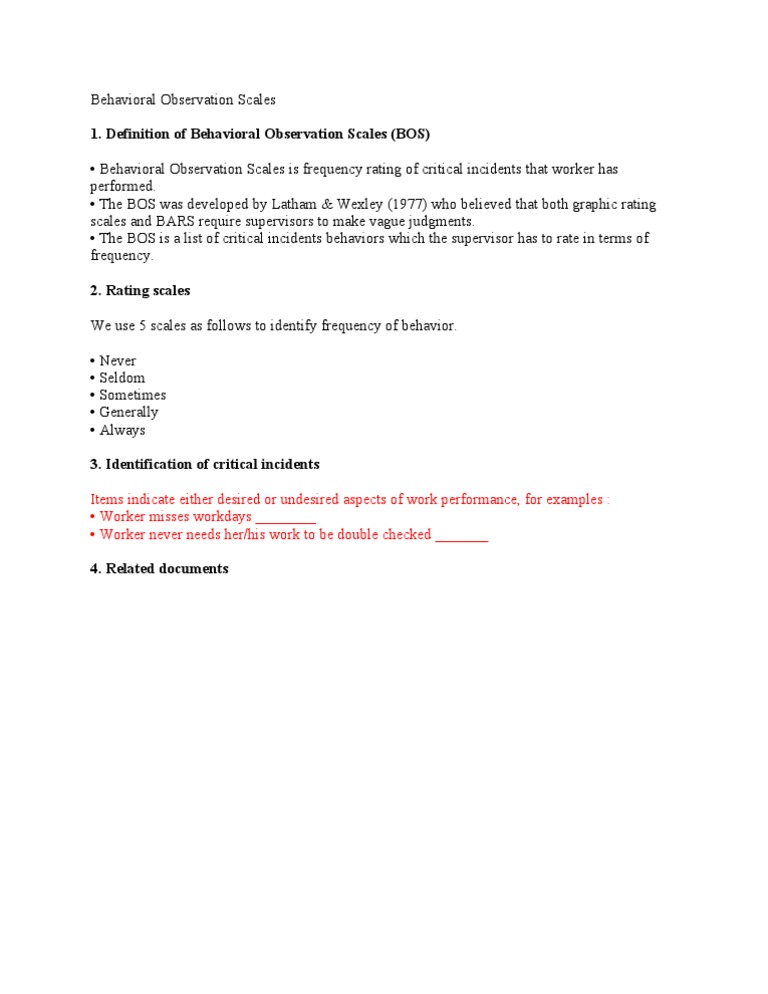 Behavioral Observation Scales | PDF | Career & Growth
