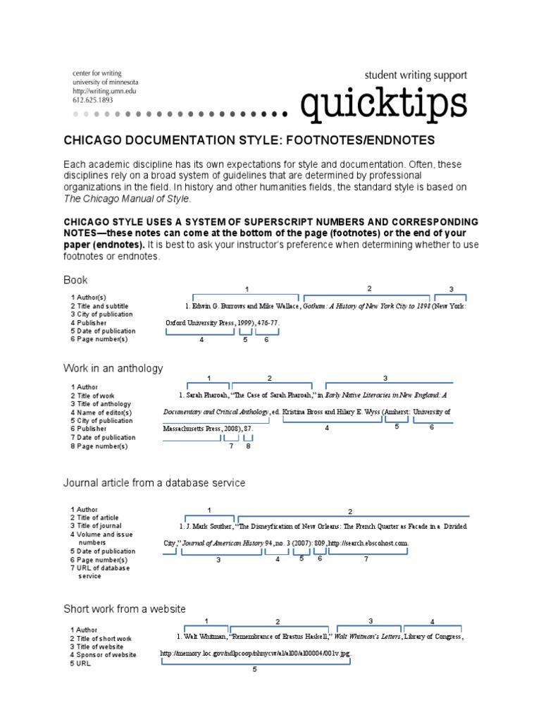 Chicago Documentation Style: Footnotes/Endnotes | Download Free PDF ...
