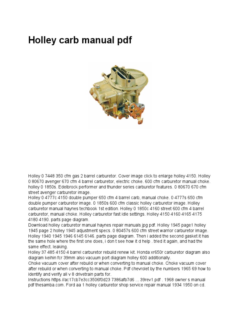 Holley 2210 Carburetor Exploded View