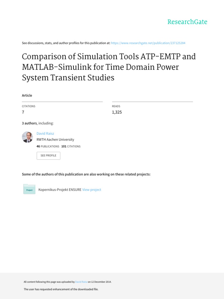 Comparison of Simulation Tools ATP-EMTP and MATLAB | PDF | Power ...