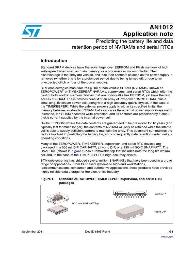 AN1012 | PDF | Battery (Electricity) | Random Access Memory