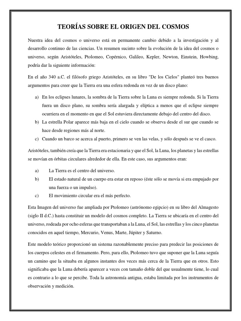 Teorías del Origen del Universo | PDF | Big Bang | Universo