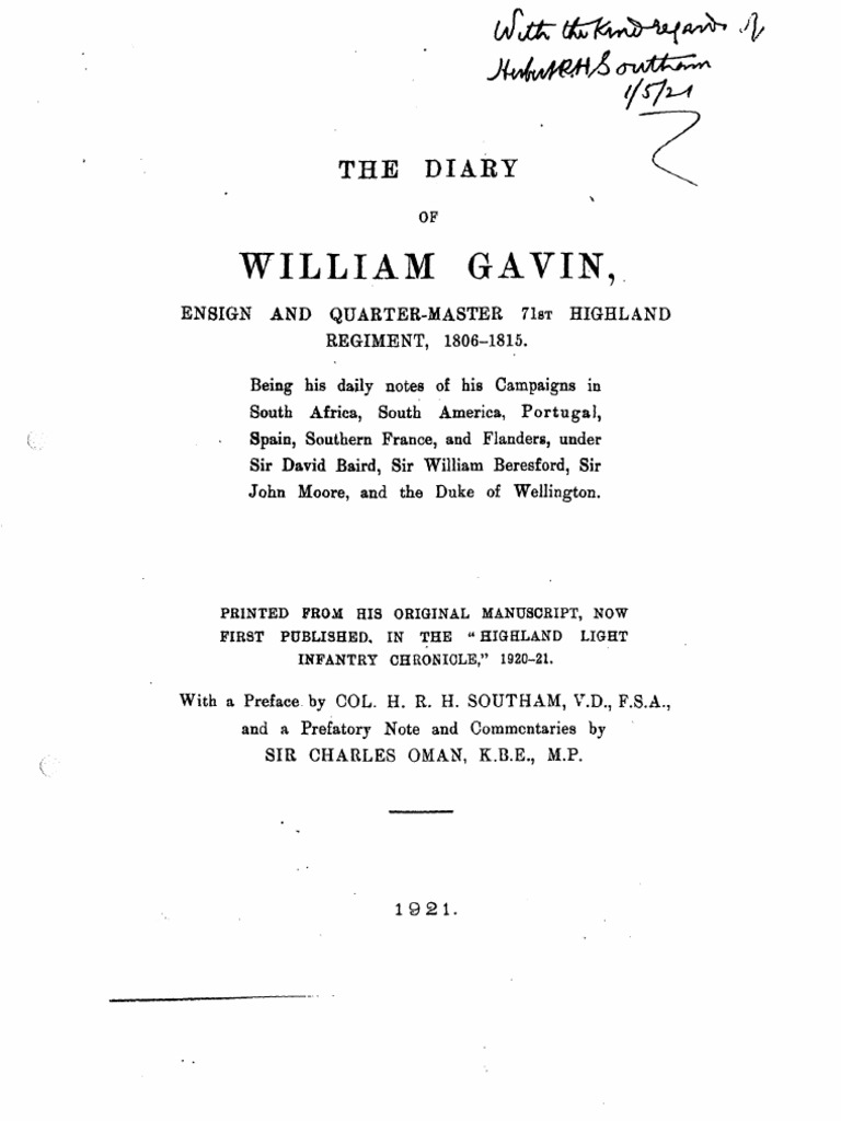 William Gavin Diary | PDF