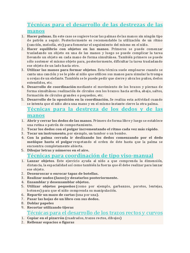 Técnicas Dactilares para Niños | PDF | Mano | Ocio