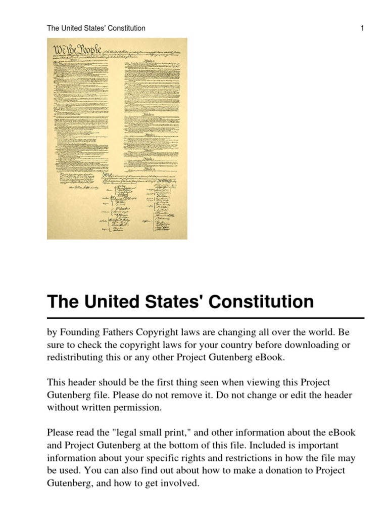 United States Constitution Text | PDF | U.S. State | United States Senate